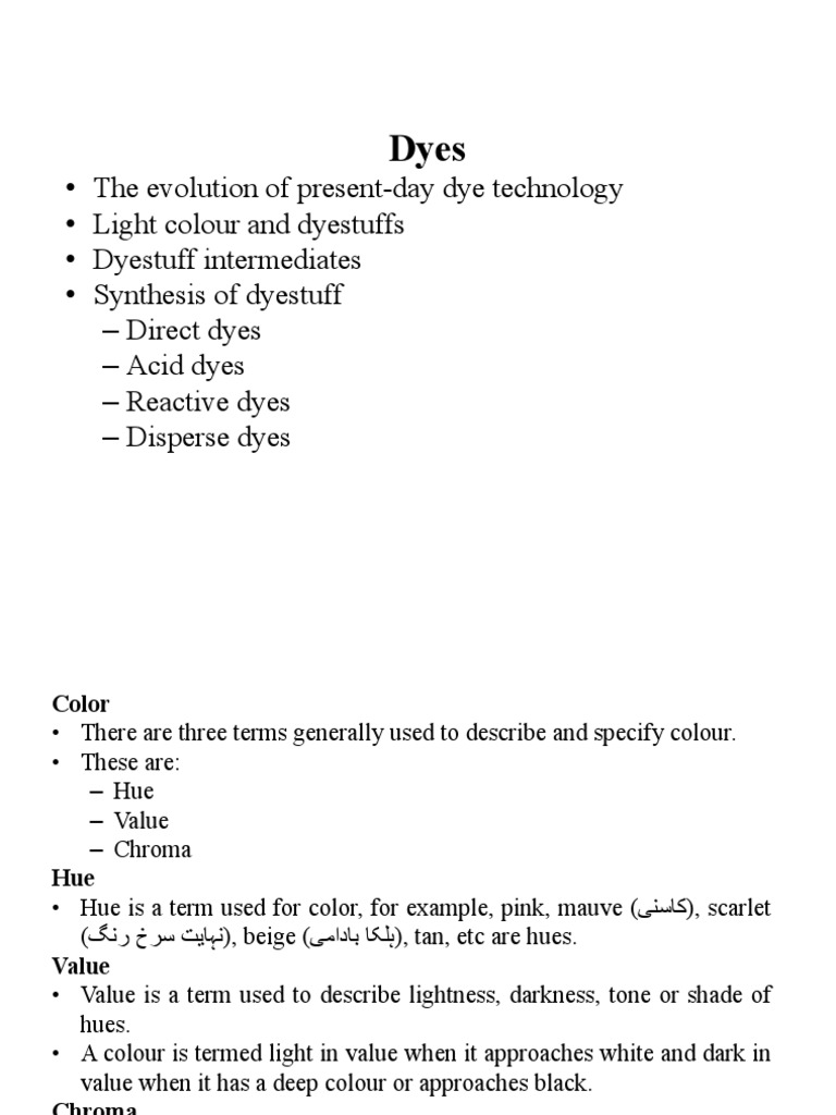 The Evolution of Present-Day Dye Technology | PDF | Dye | Dyeing