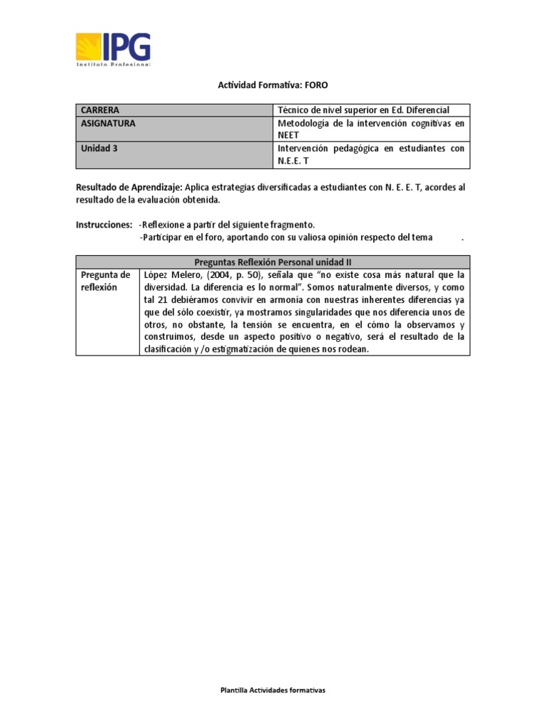 Actividad Formativa Foro | PDF