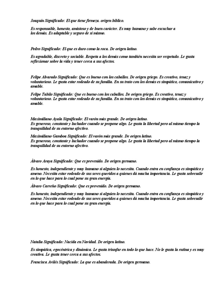 Significados de Nombres y Personalidades | PDF | Ciencias sociales
