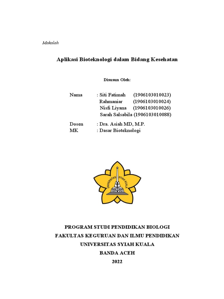 Aplikasi Bioteknologi Dalam Bidang Kesehatan Pdf