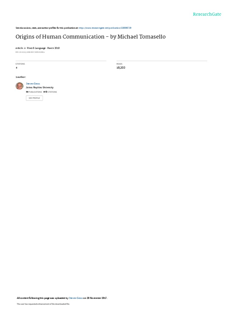 Origins of Human Communication - by Michael Tomase | PDF | Michael ...