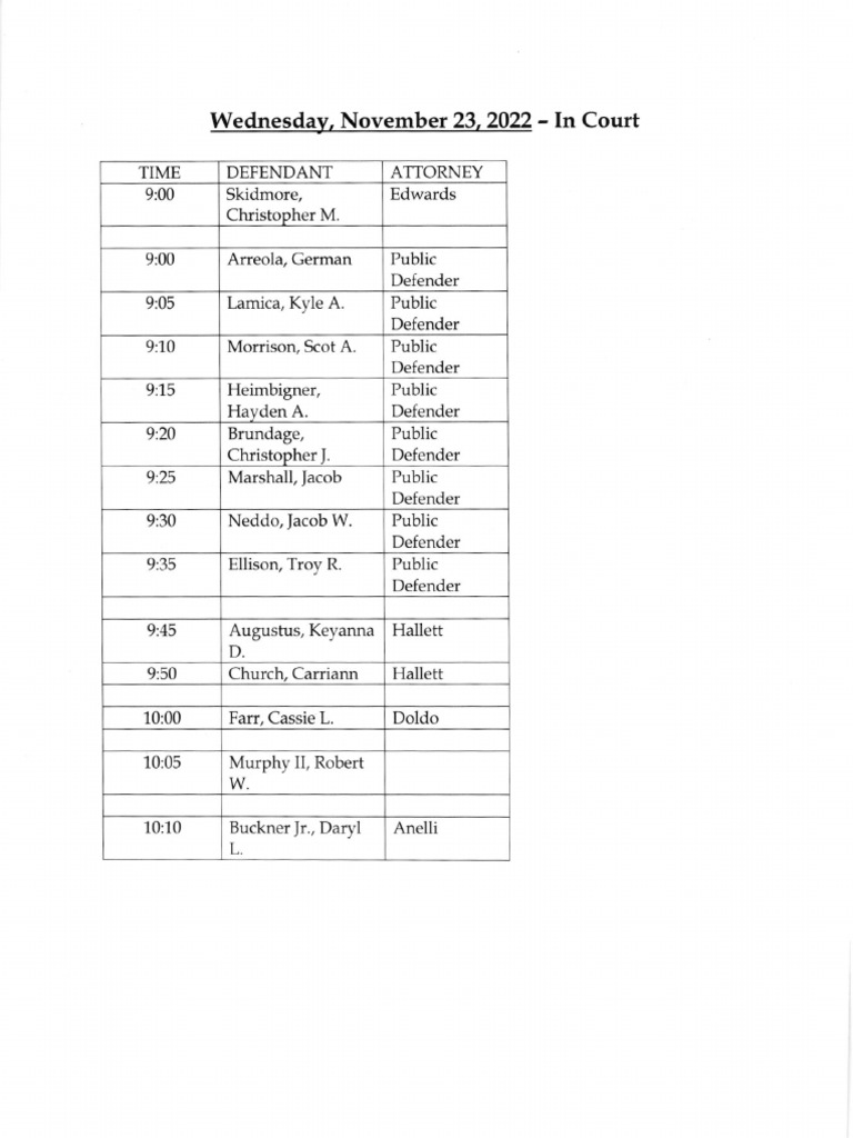 Jefferson County Court Calendar Nov. 23, 2022 | PDF | Social Science | Art