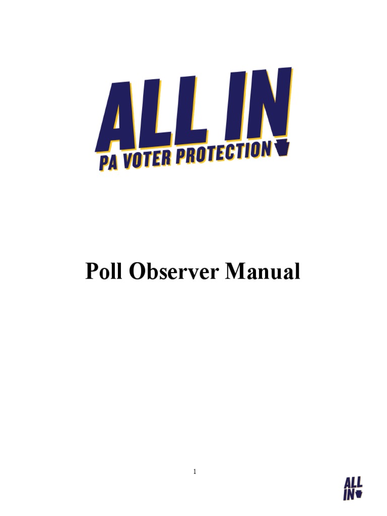 Poll Observer Manual Pdf Polling Place Voting