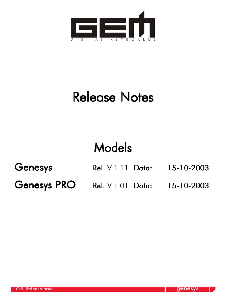 Addendum Genesys OS 1 11 Engl | PDF | Computer File | Operating System Addendum Genesys OS 1 11 Engl | PDF | Computer File | Operating System