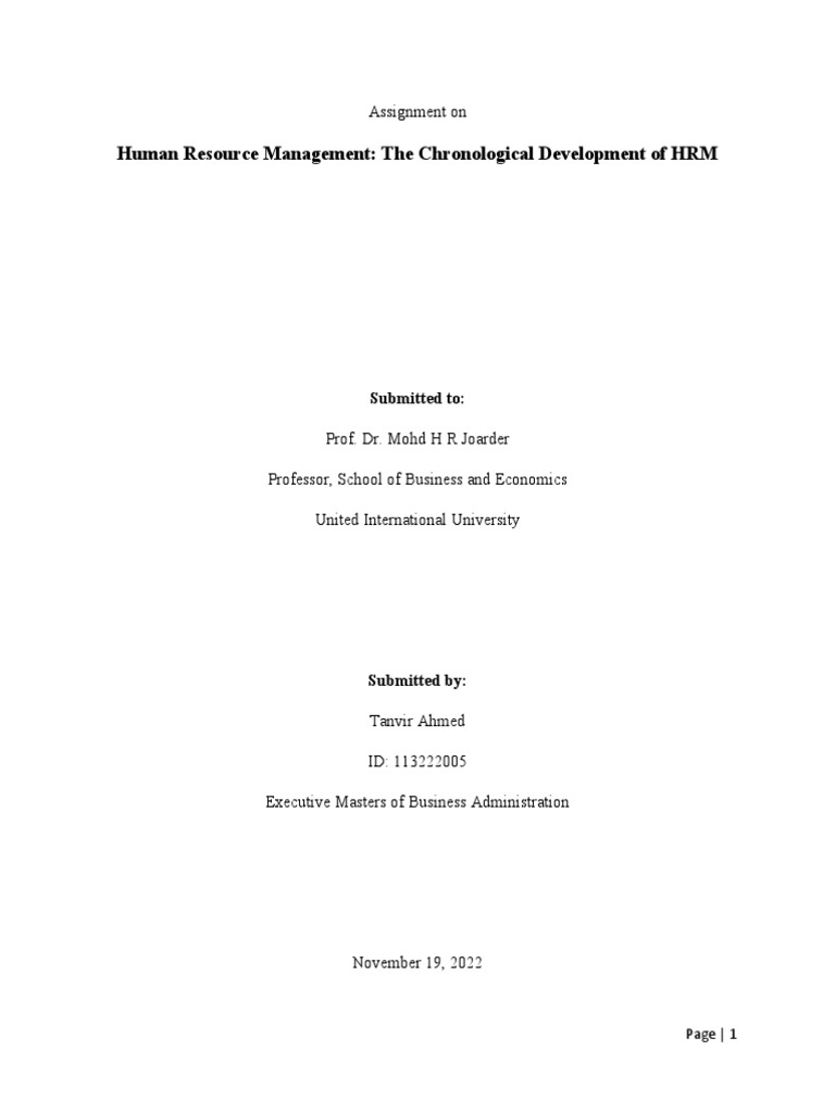 The Chronological Development of HRM | PDF | Human Resource Management ...