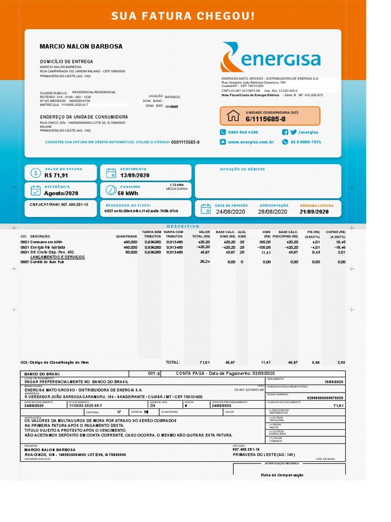 Energisa 2via Mesclado | PDF | Brasil | Economias