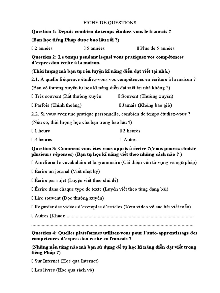 Fiche de Questions | PDF