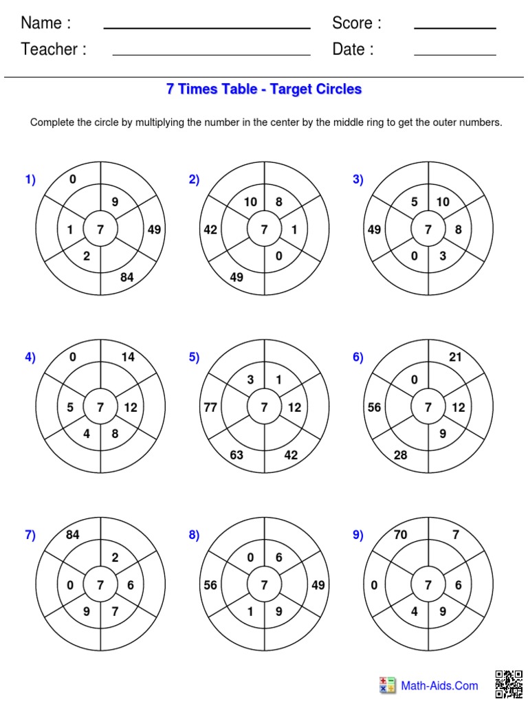 Times Tables 7 Game | PDF