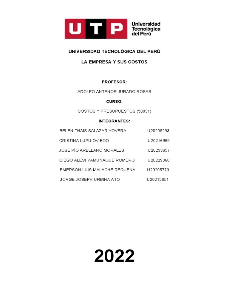 pc1 Grupal Costos | PDF