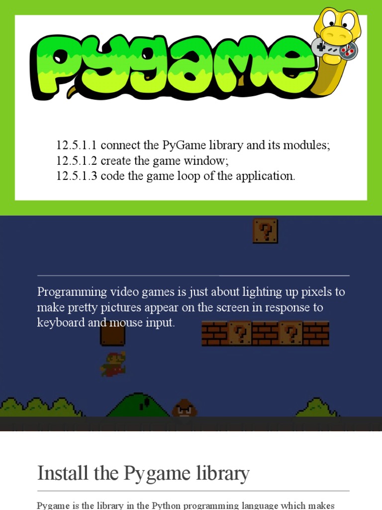 Pygame 1-2 Lessons | PDF | Graphical User Interfaces | Programming
