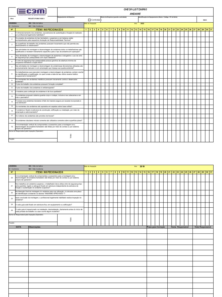 Check List de Andaime | PDF