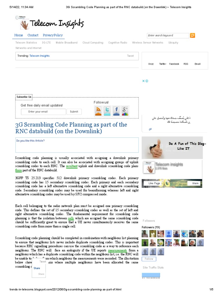 3G Scrambling Code Planning As Part of The RNC Databuild (On The ...