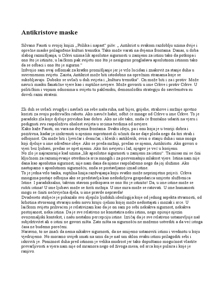 Antikristove Maske | PDF Antikristove Maske | PDF
