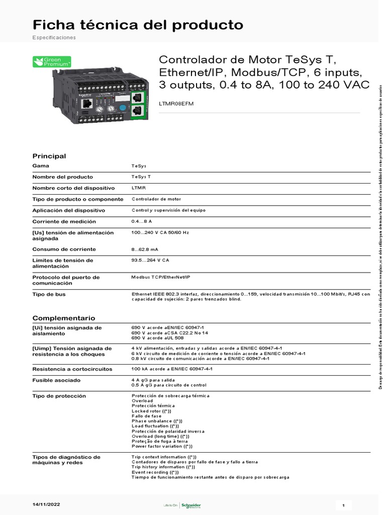 Tesys T - LTMR08EFM | PDF | Residuos | Electromagnetismo