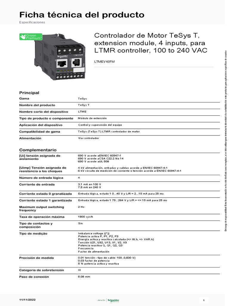 Tesys T - LTMEV40FM | PDF | Ingenieria Eléctrica | Electricidad
