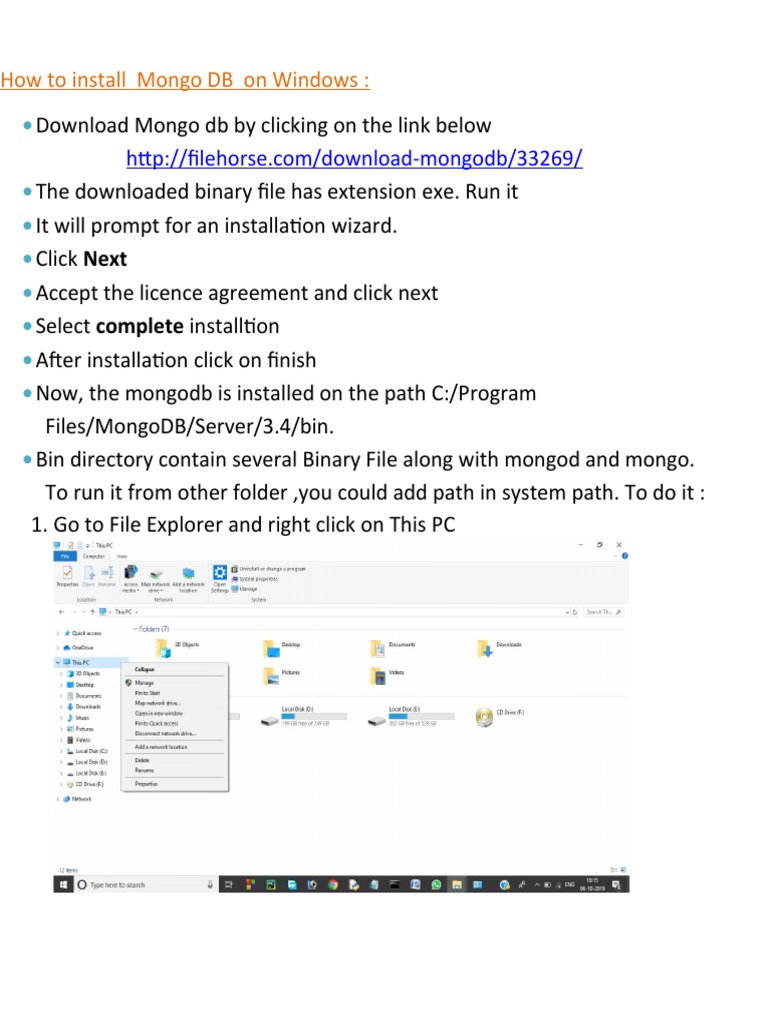 How To Install Mongo DB On Windows | PDF | Computer File | Computer Science How To Install Mongo DB On Windows | PDF | Computer File | Computer Science