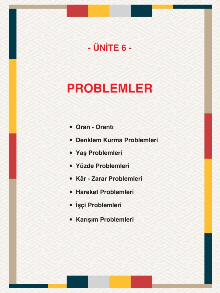 Problemler: - Ünite 6 | PDF