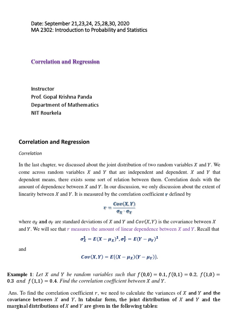Correlation and Regression | PDF | Variance | Errors And Residuals