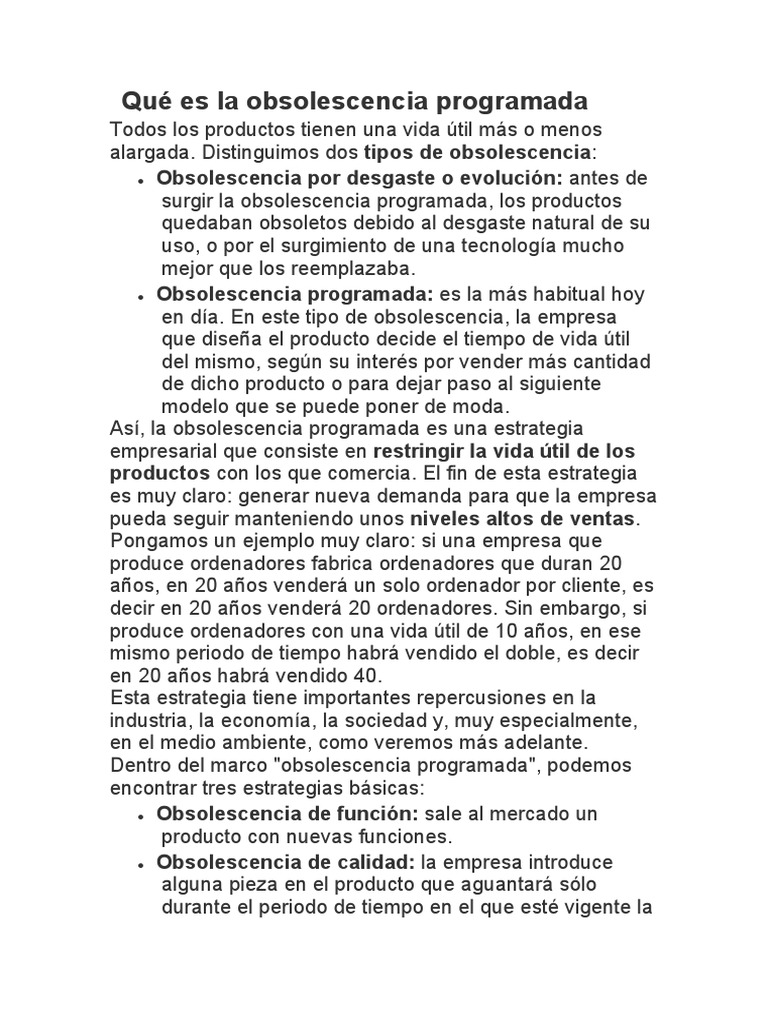 Obsolescencia Programada: Impacto y Soluciones | PDF | Residuos | Consumo (economía)