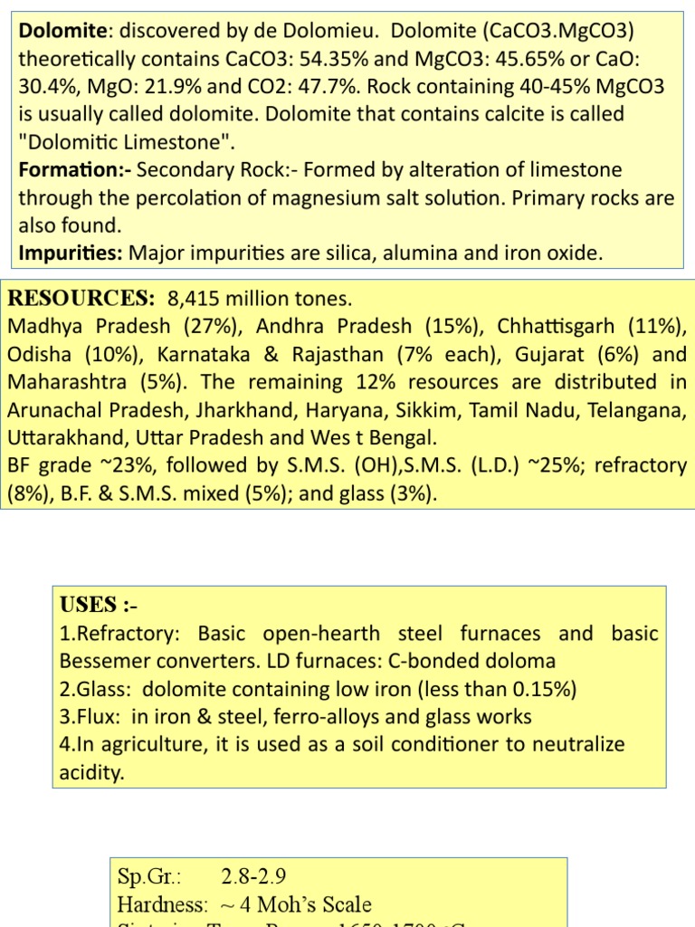 Dolomite: Properties, Formation, and Uses | PDF | Science & Mathematics