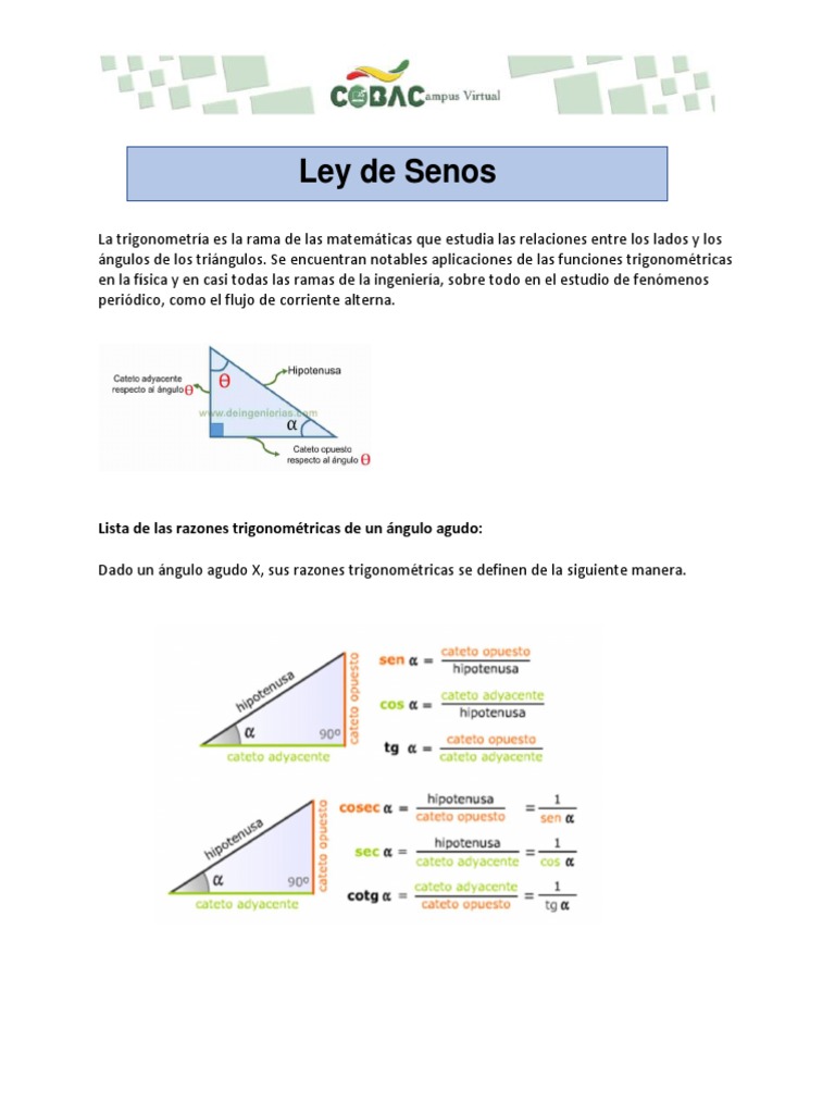 Tema 7 Ley de Senos y Cosenos | PDF | Triángulo | Trigonometría