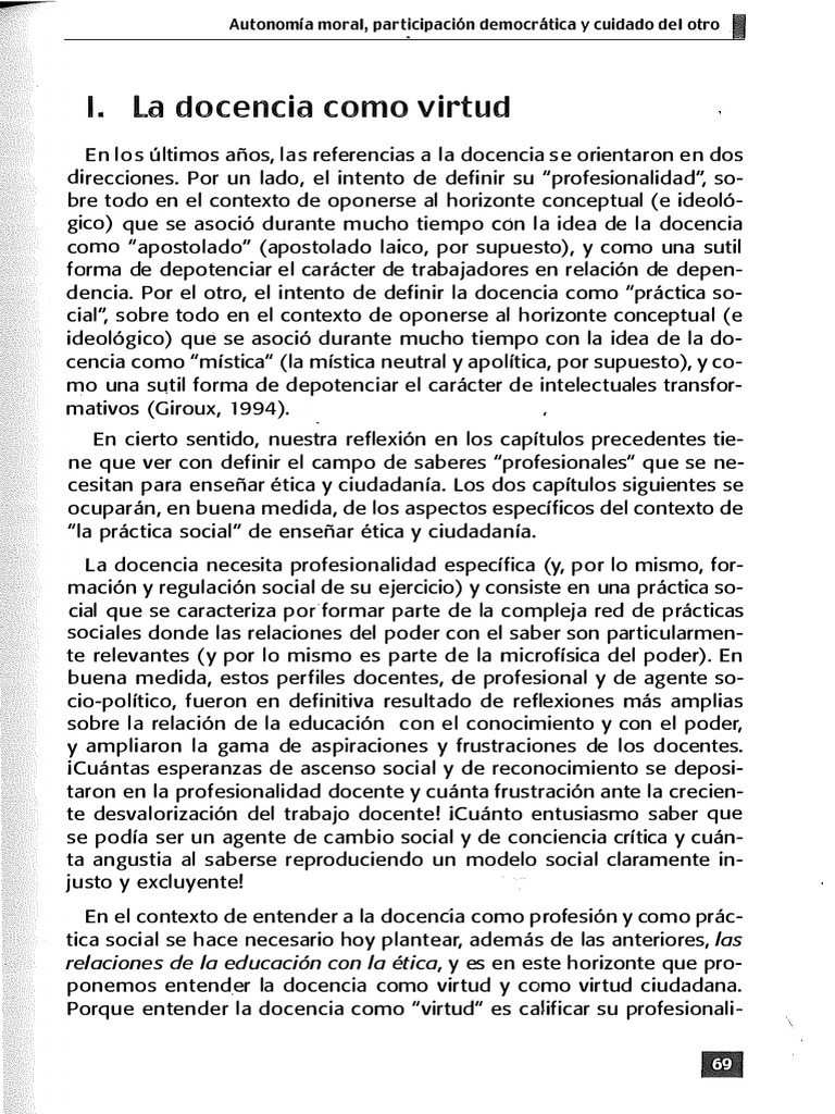 La Docencia Como Virtud. | PDF