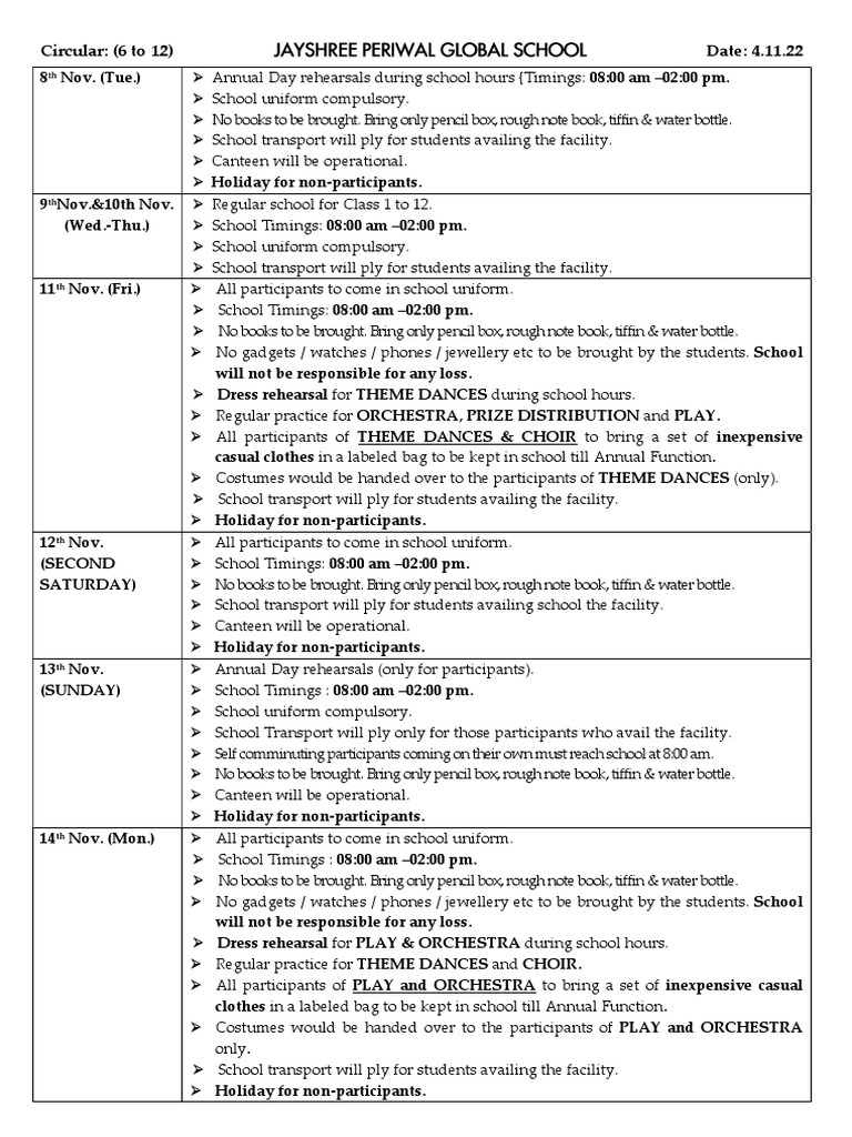 Annual Day Celebration Circular | PDF
