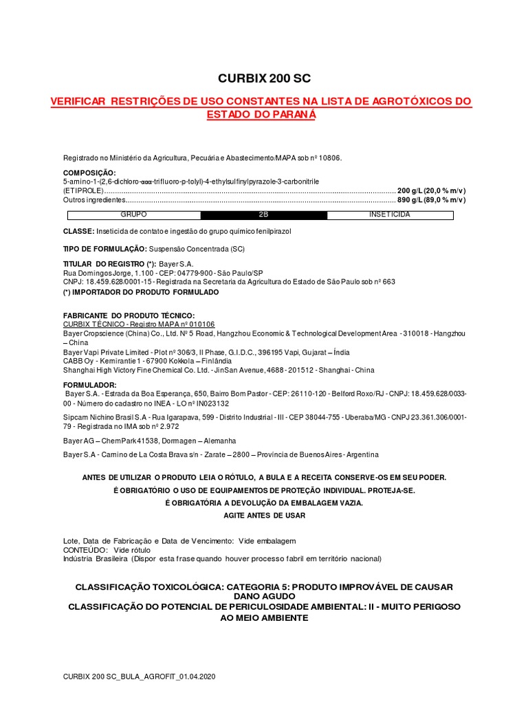 Bula Curbix | PDF | Embalagem e rotulagem | Armazém