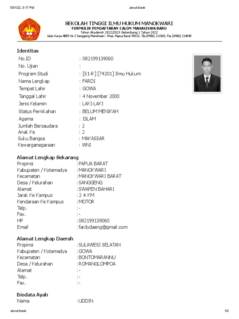 Contoh Formulir | PDF