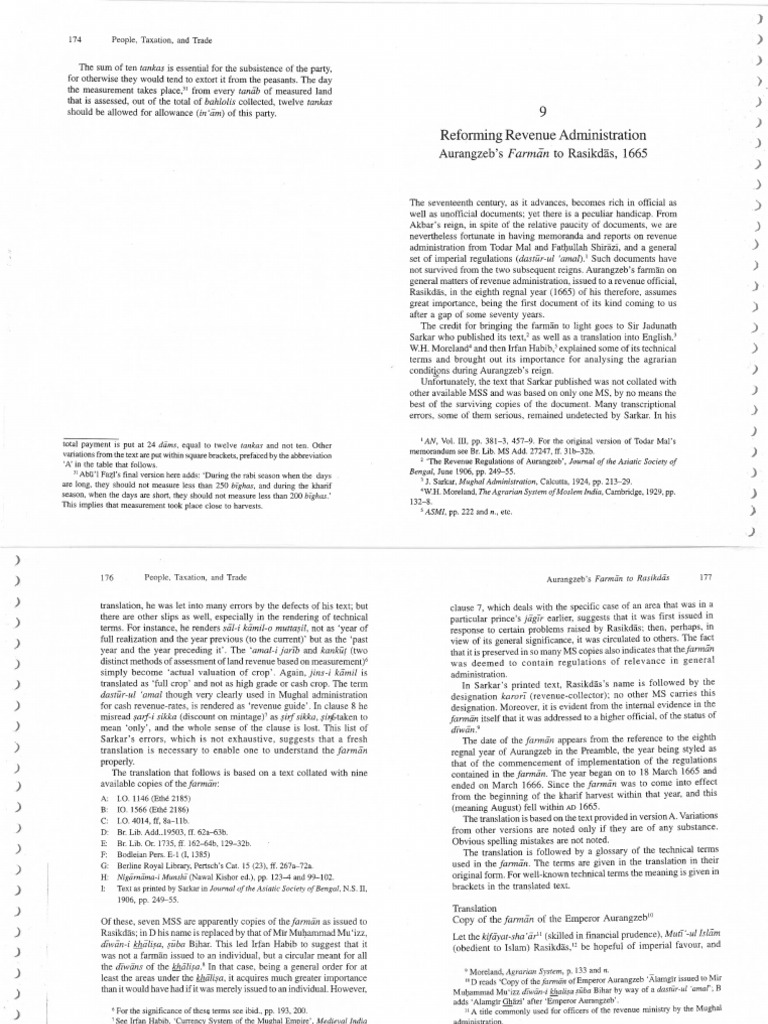 S. Moosvi, Aurangzeb's Farman To Rasik Das | PDF