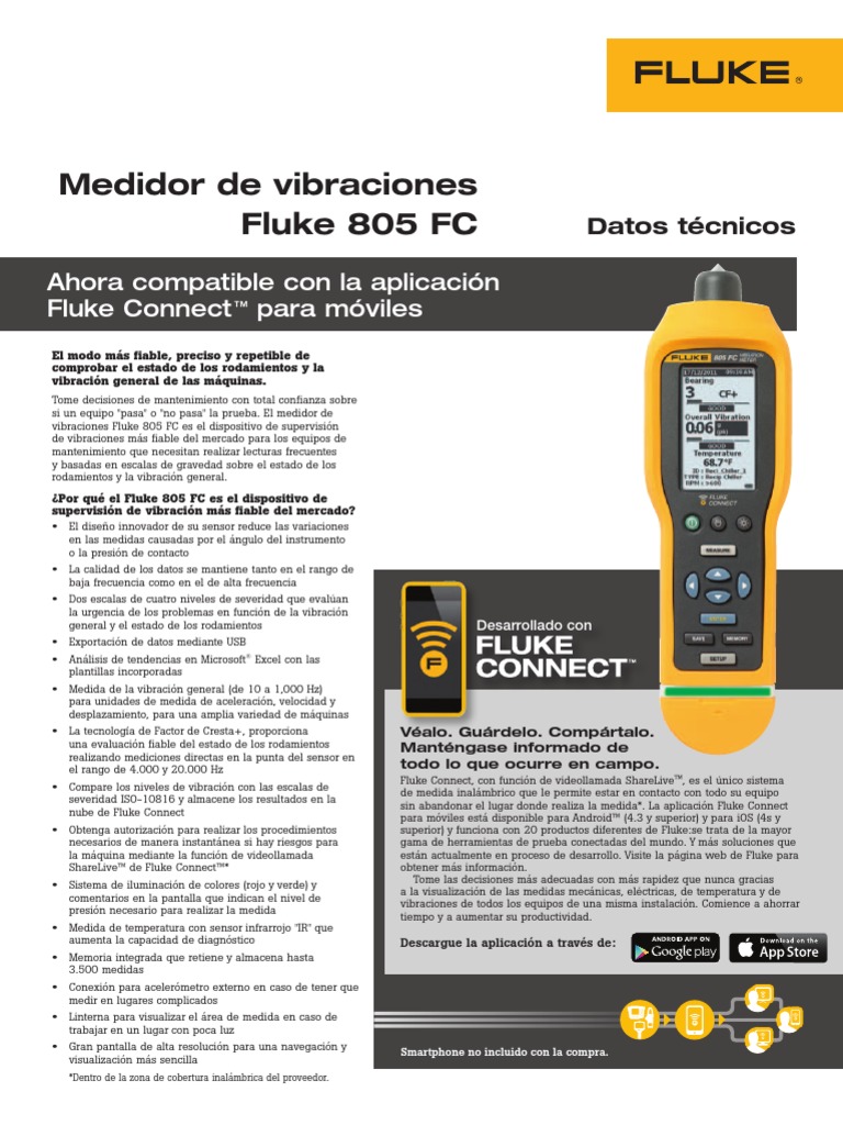 Catalogo Medidor de Vibraciones Fluke 805 FC | PDF | Rodamiento ...