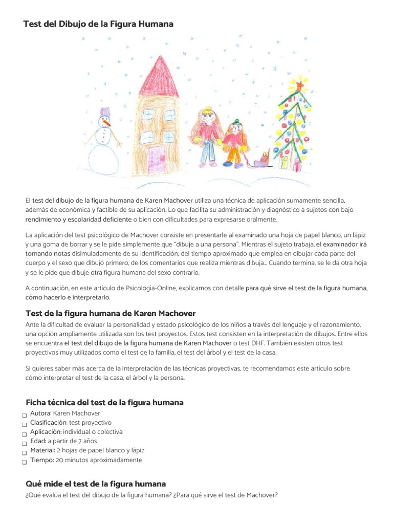 Test de Dibujo de la Figura Humana | PDF | Cara | Dibujo