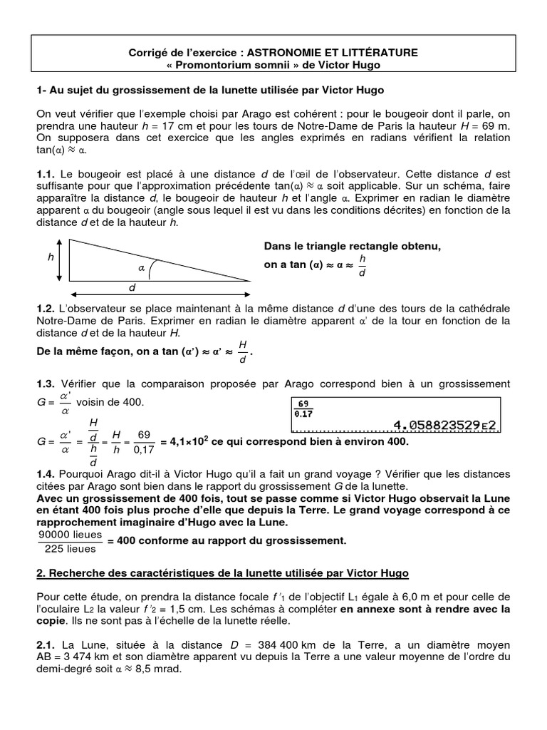 Exercice sur la lunette astronomique | PDF | Astronomie | Géométrie