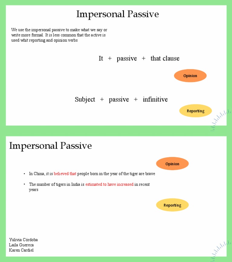 Understanding Impersonal Passive Voice | PDF