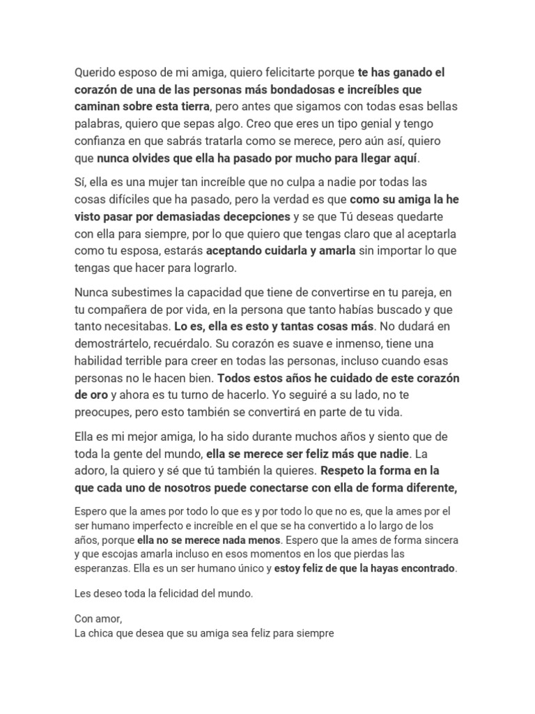 Carta para Mi Mejor Amiga | PDF