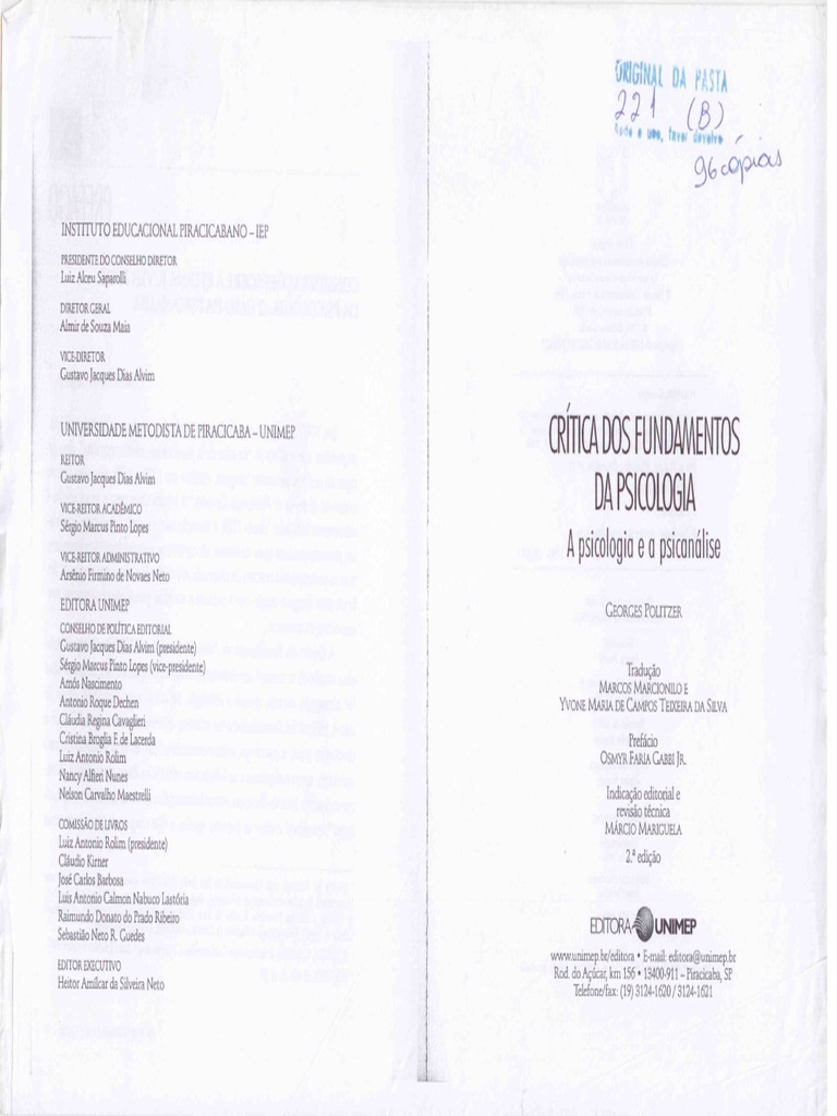 Politzer Critica Fundamentos Psya PT | PDF