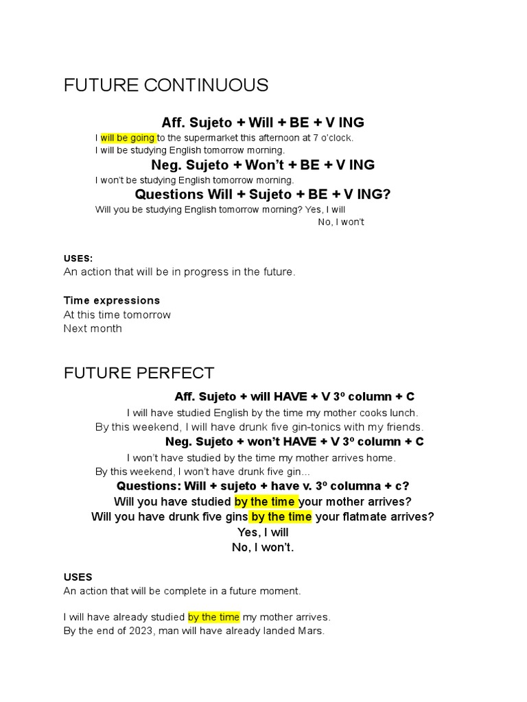 Future Continuous and Future Perfect | PDF