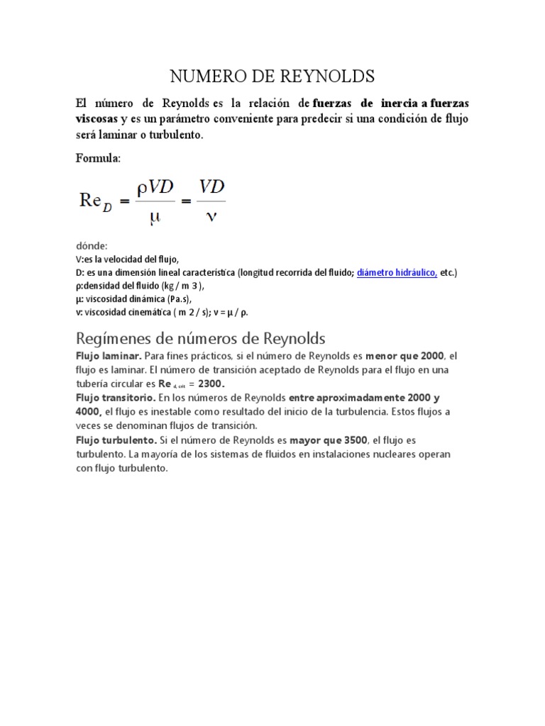 Numero de Reynolds | PDF