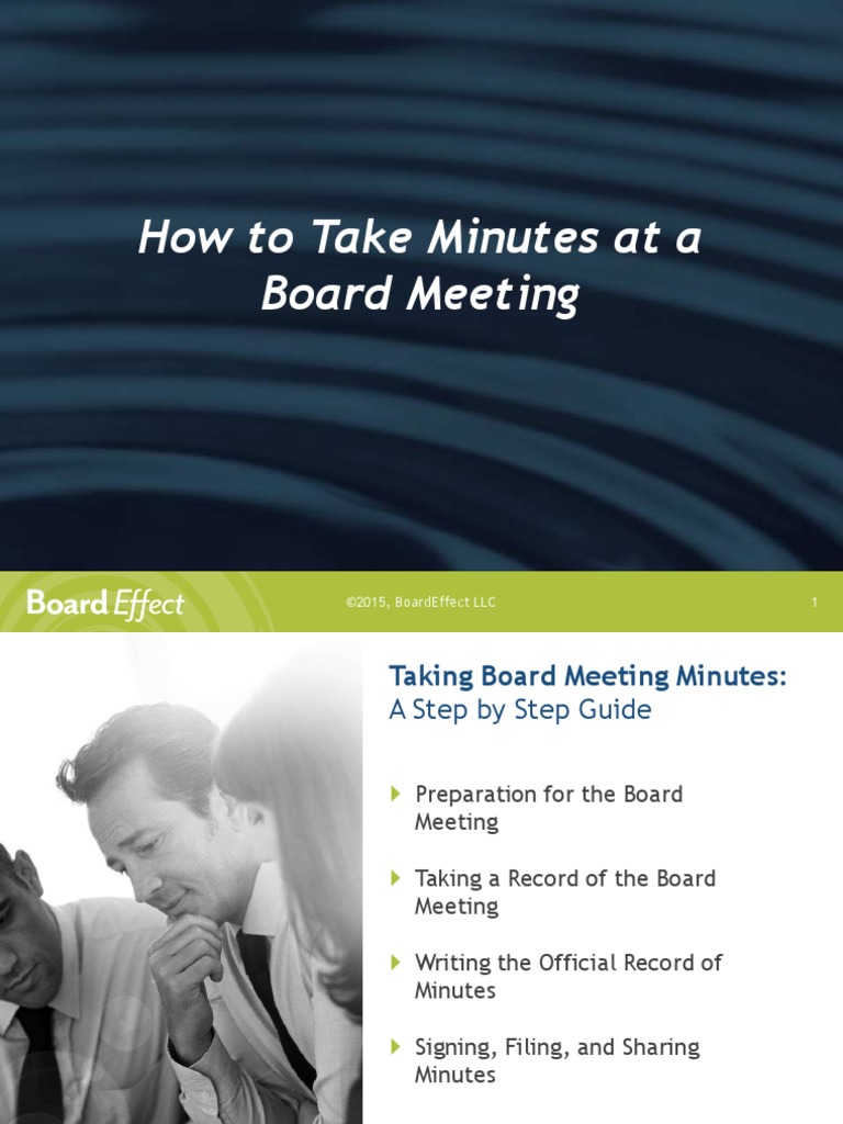 How To Take Minutes At A Board Meeting 2015 Boardeffect Llc 1 Pdf