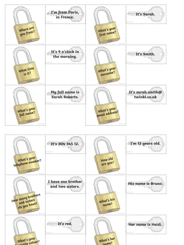 Questions and Answers Locks and Keys - Ver - 2 | PDF