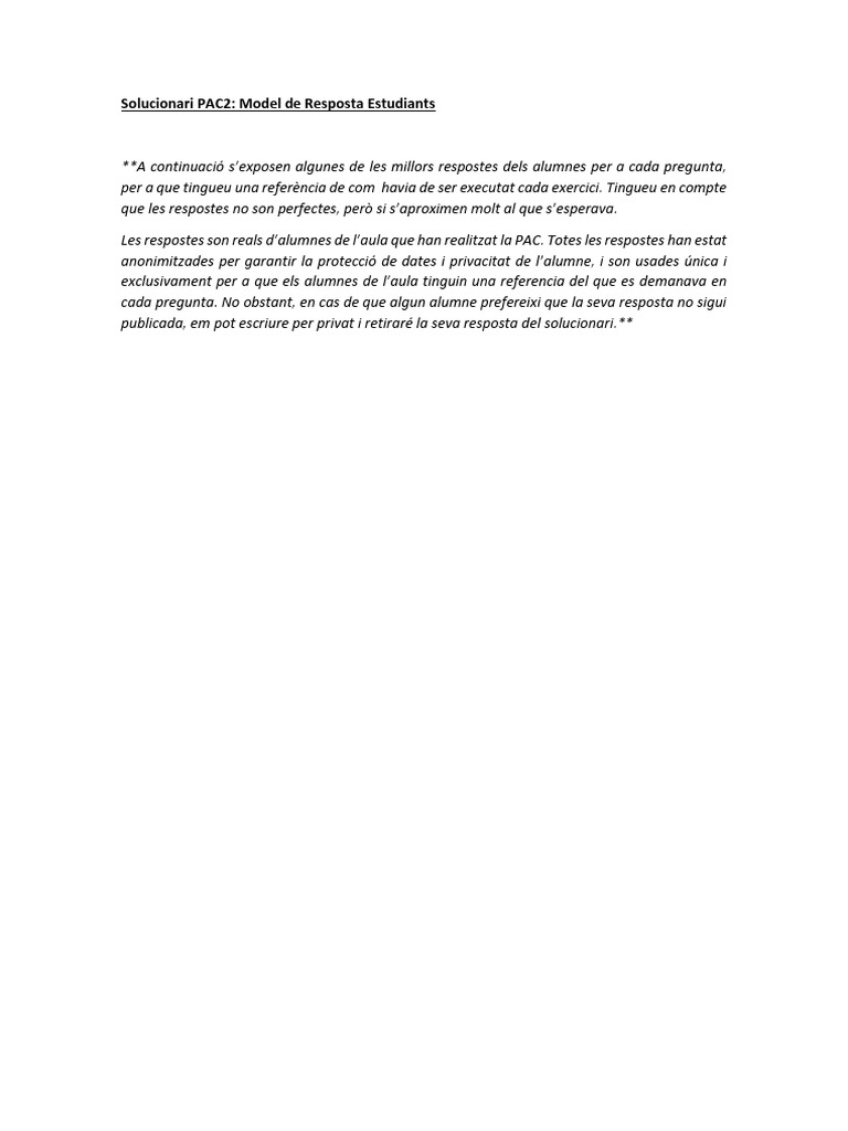 Solucionari PAC2 - Models de Resposta Dels Estudiants | PDF