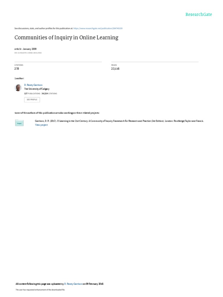 Communities of Inquiry in Online Learning | PDF | Teaching Method | Educational Technology