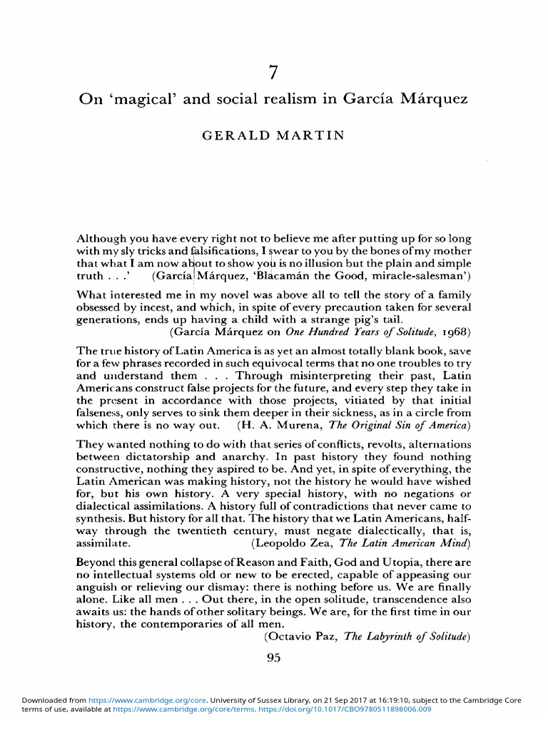 Magical Realism in Garcia Marquez | PDF | Gabriel García Márquez | Reality