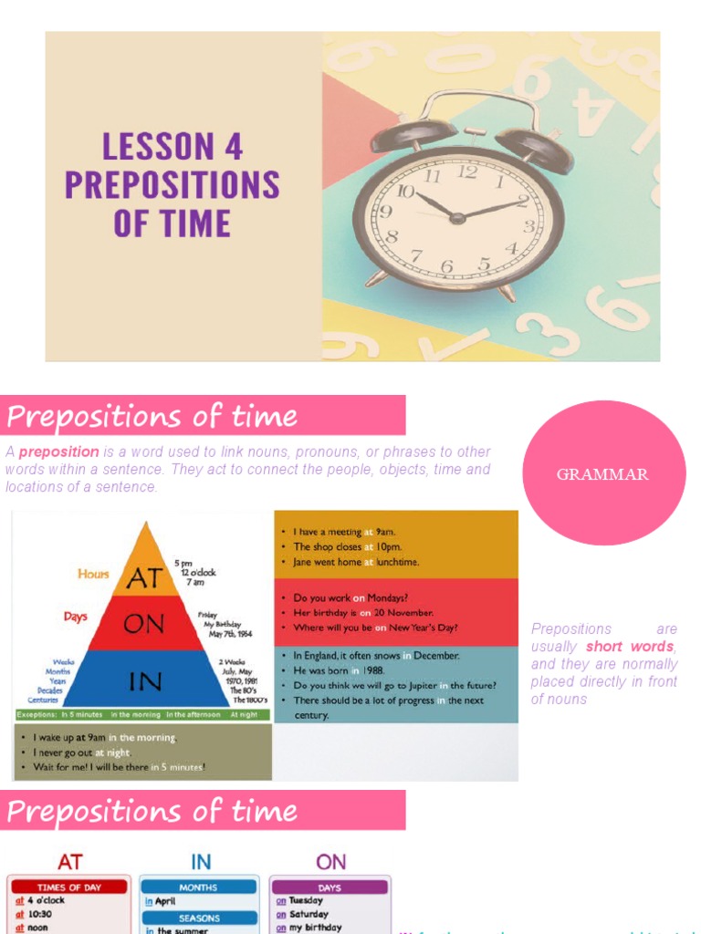 Lesson 4 Prepositions of Time | PDF