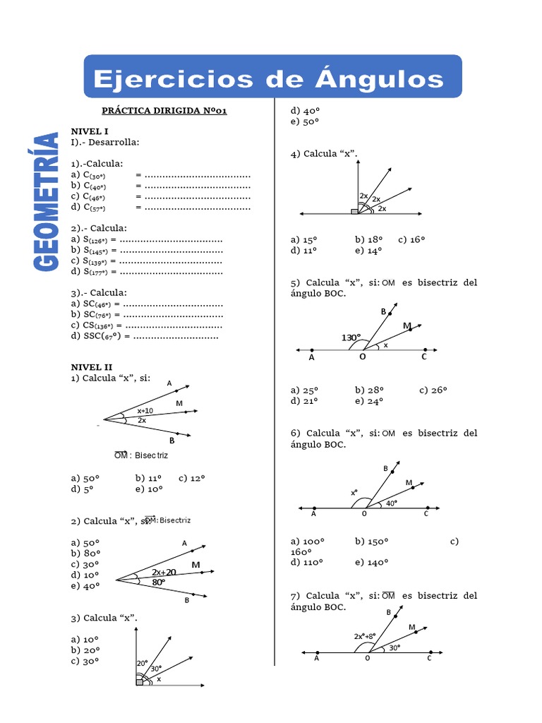 Ejercicios de Ángulos | PDF