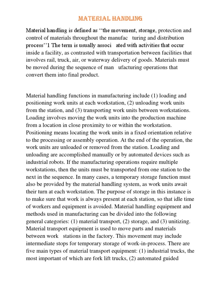 Material Handling | PDF | Economic Sectors | Business Process