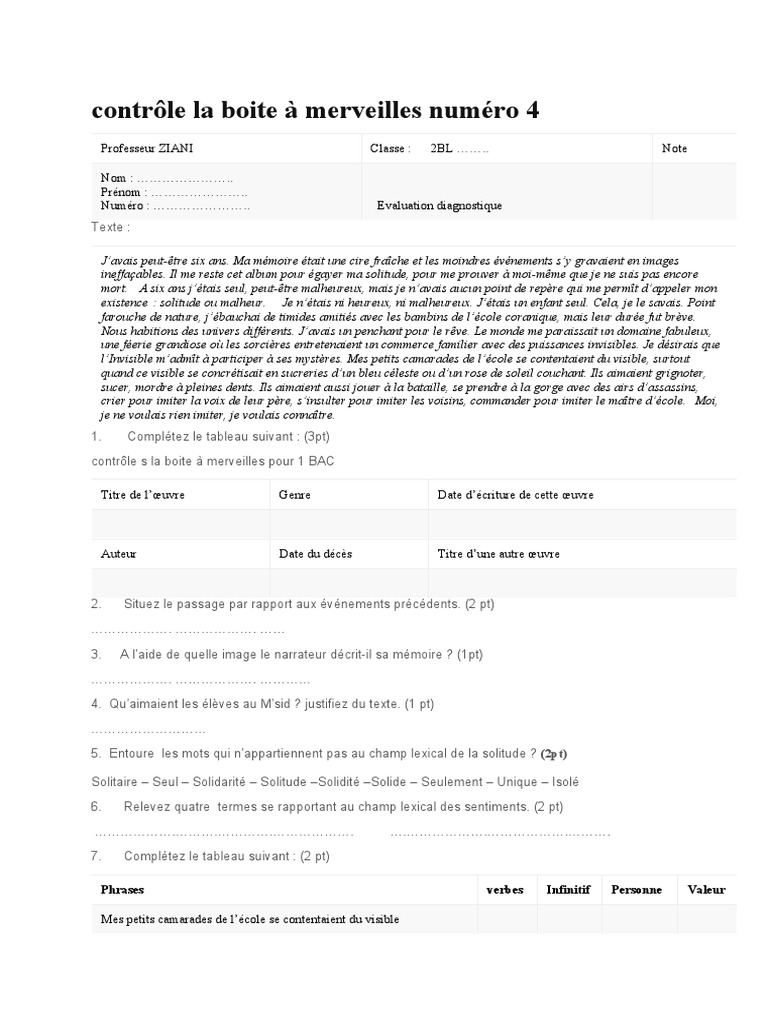 1BAC Contrôle Continu N 5 | PDF
