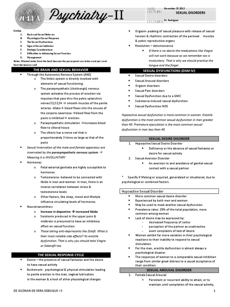 Psychiatry Sexual Disorder 2014a Pdf Sexual Dysfunction