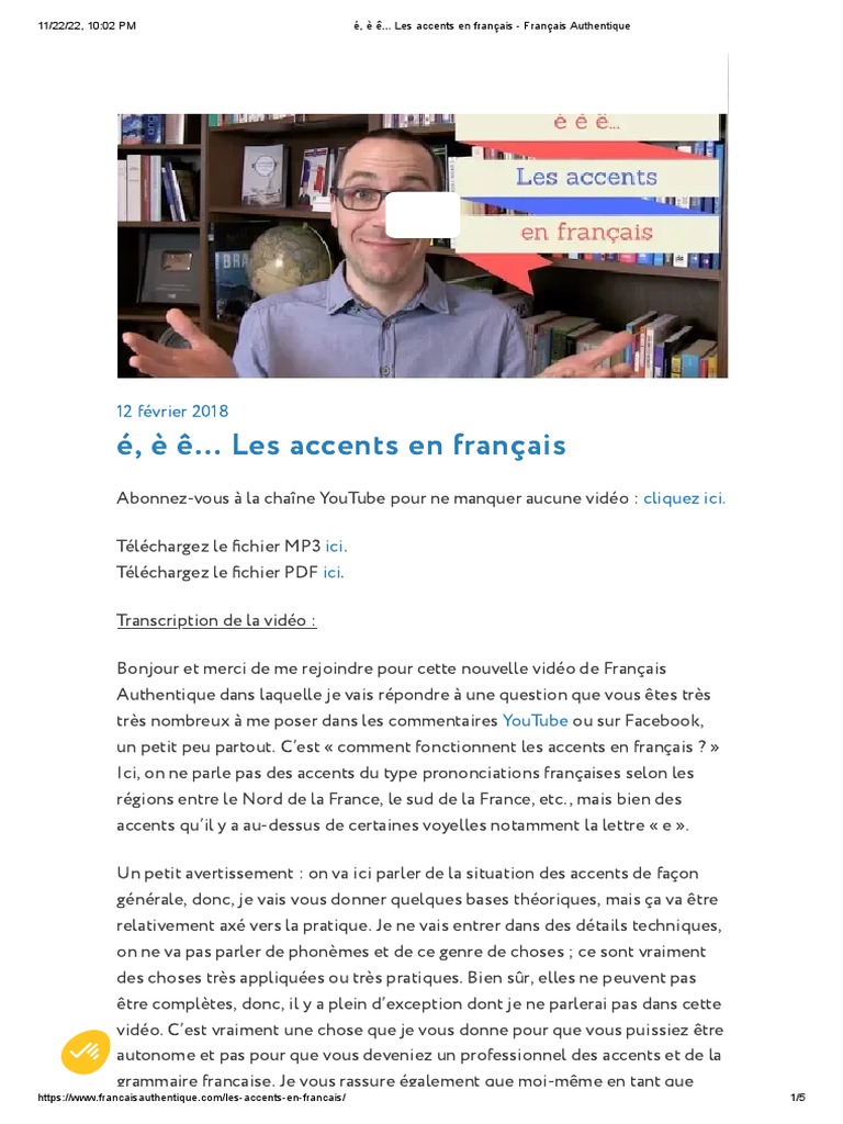 Accents en français : é, è, ê expliqués | PDF | Accent tonique | Syllabe