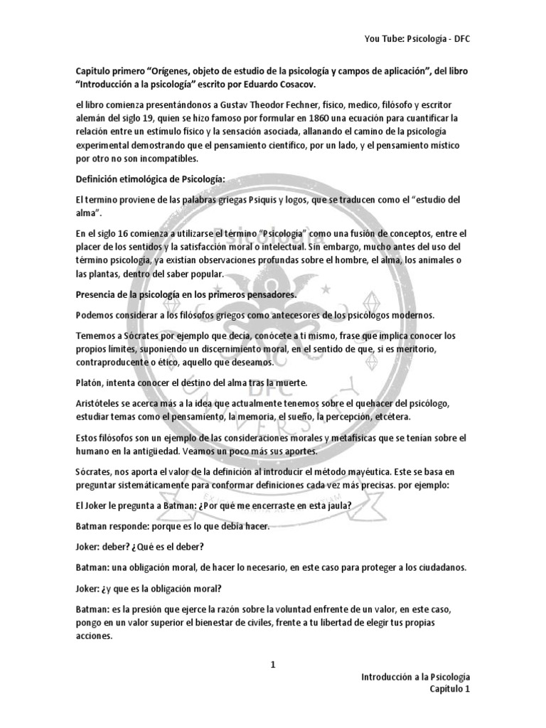 Capitulo 1 - Introduccion A La Psicologia | PDF